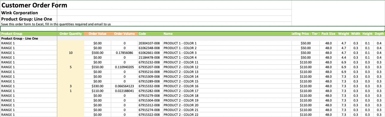 Customer Order Form | Wink Reports